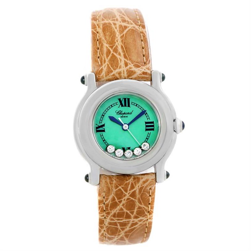 Chopard Happy Sport Green Mother Pearl Dial Diamond Watch 27/8245-23 ...