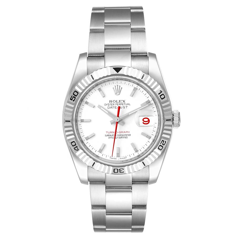 Rolex Turnograph Steel White Gold Bezel White Dial Mens Watch 116264 ...