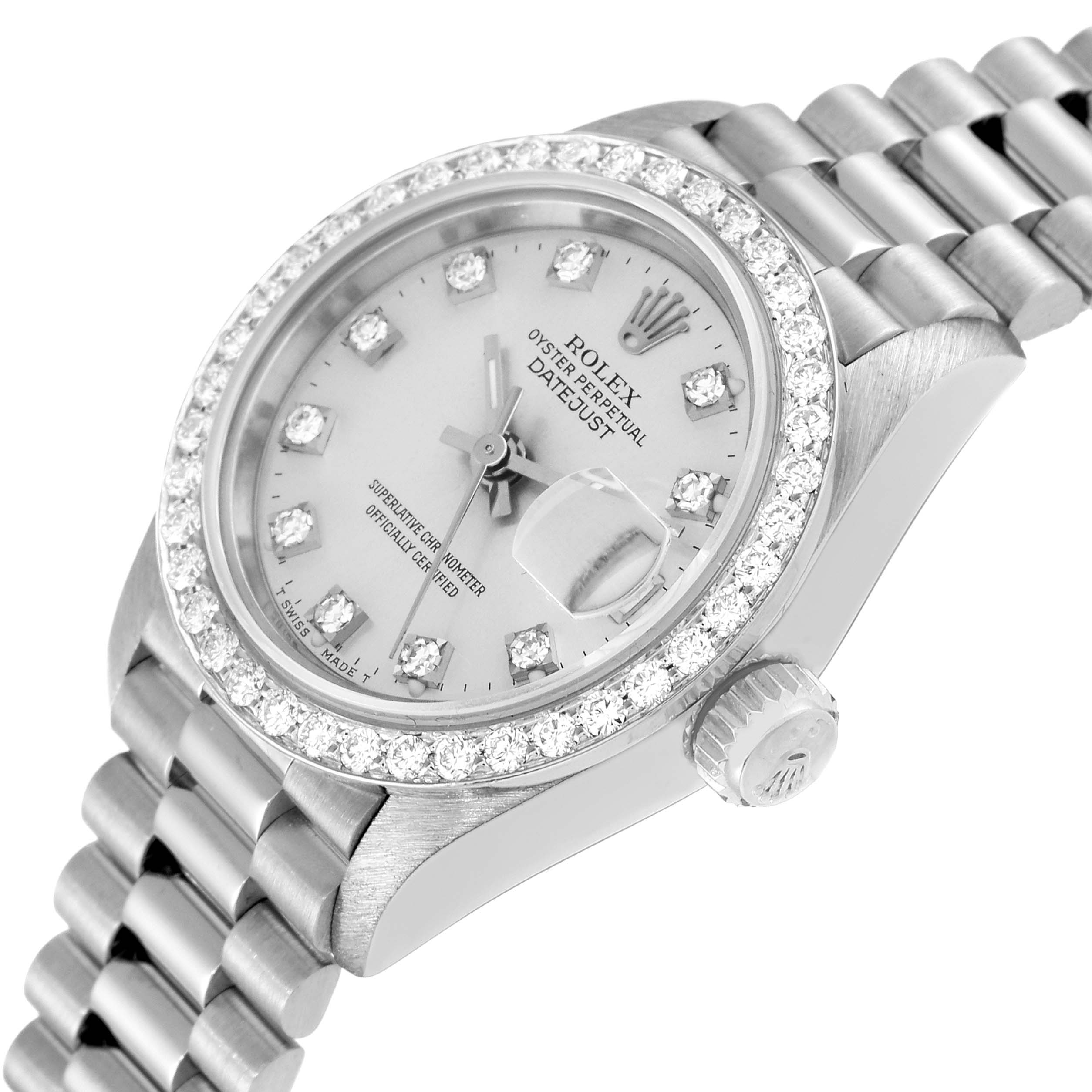 Rolex President Datejust White Gold Diamond Ladies Watch 69139
