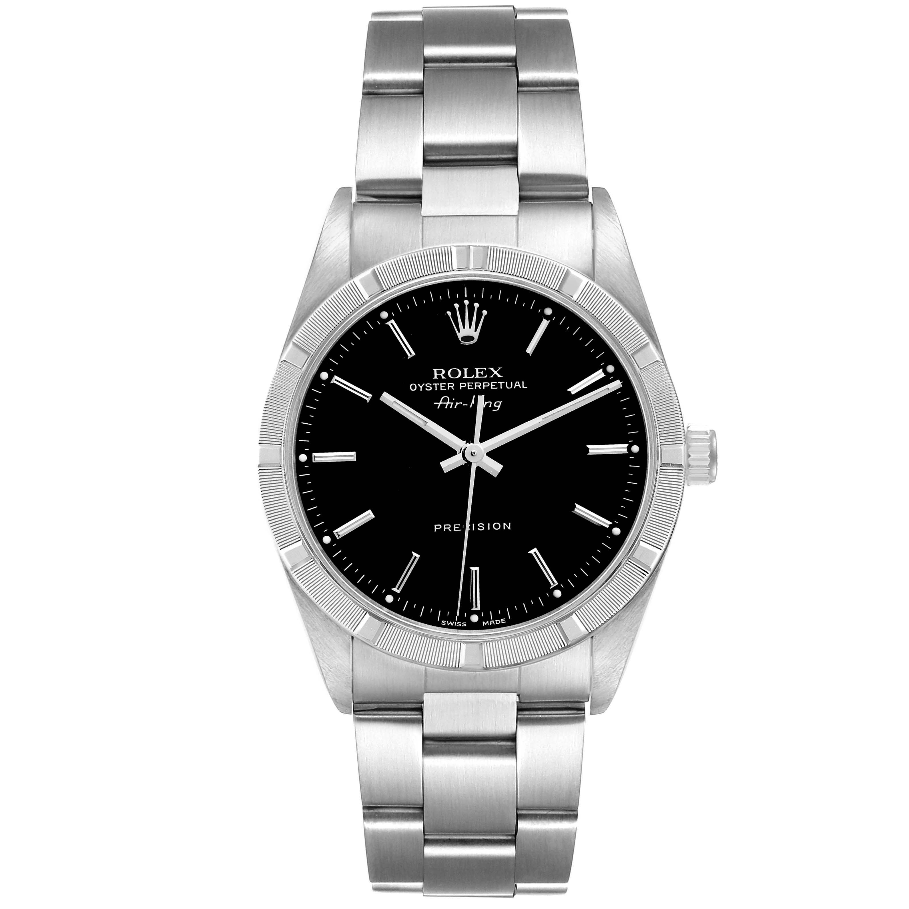 Rolex Air King 34 Black Dial Oyster Bracelet Steel Mens Watch 14010 Box ...