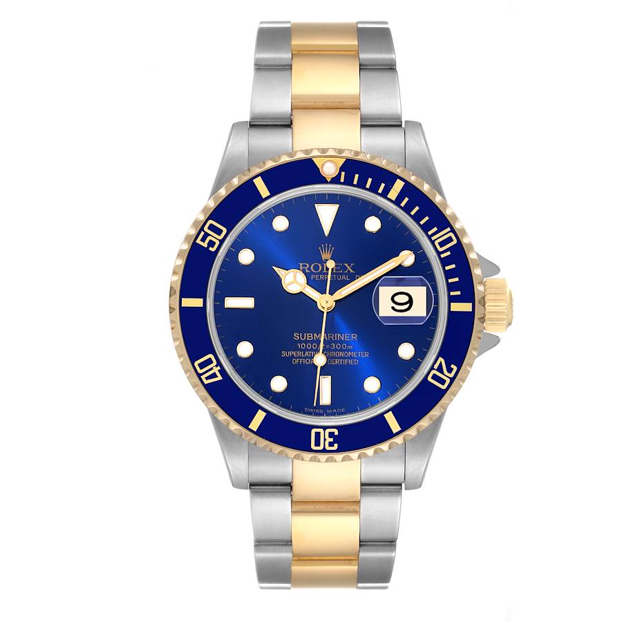 Rolex Submariner Blue Dial Steel Yellow Gold Mens Watch 16613 ...
