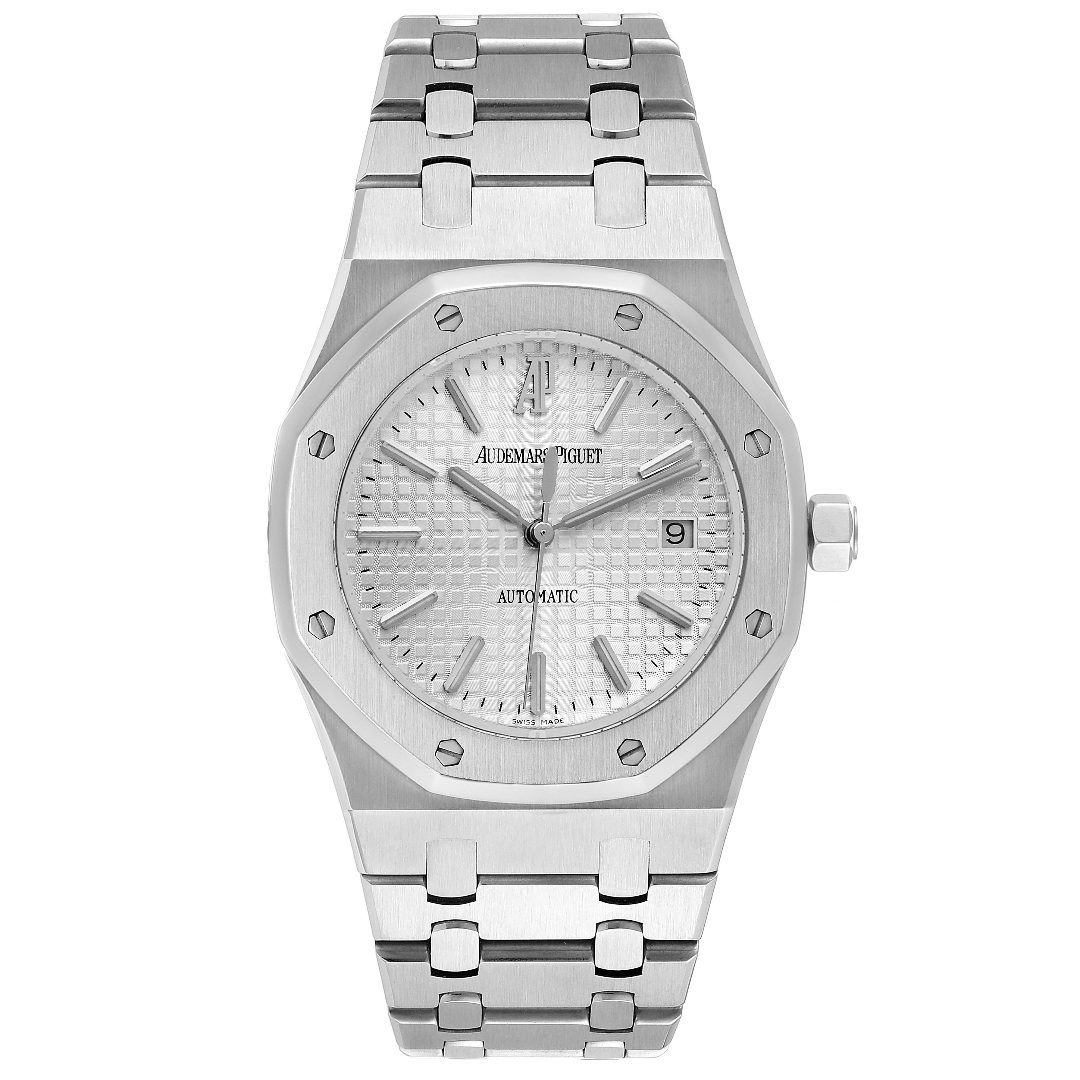 Audemars Piguet Royal Oak White Dial Steel Mens Watch 15300ST Box Card ...