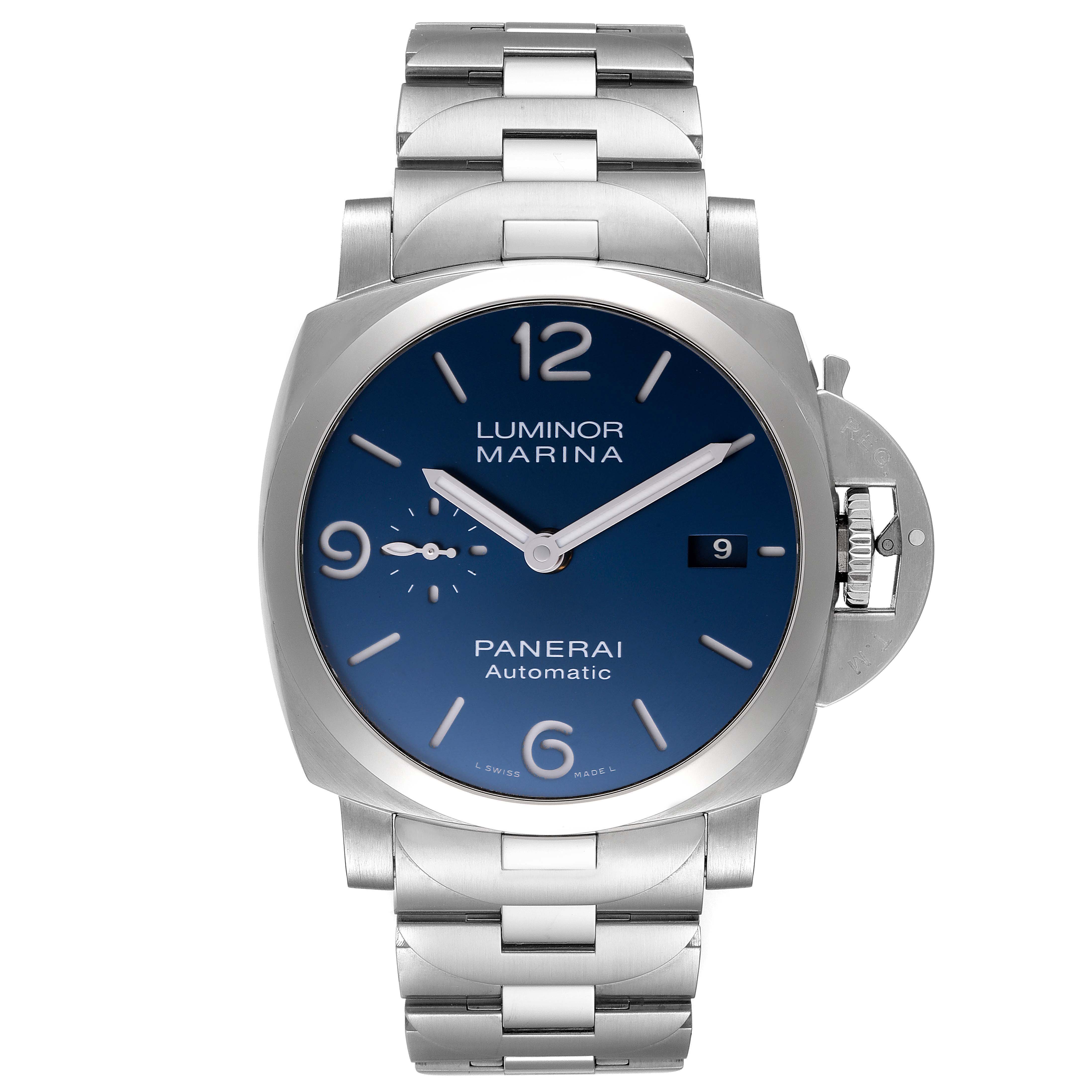Panerai Luminor Marina Specchio Blu Steel Mens Watch PAM01316 Box ...
