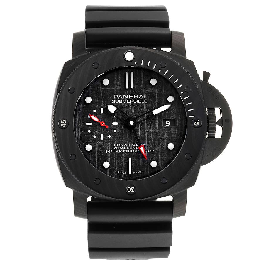 Panerai Submersible Luna Rossa GMT 47mm Carbotech Mens Watch PAM01039 ...