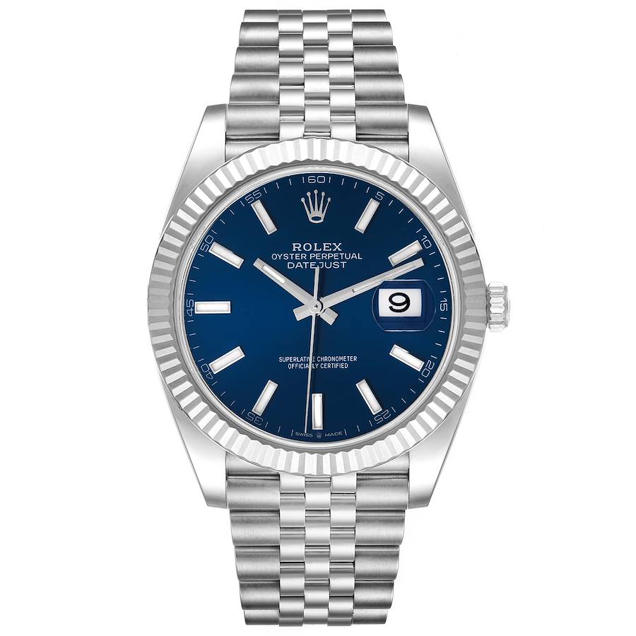 Rolex Datejust 41 Steel White Gold Blue Dial Mens Watch 126334 ...