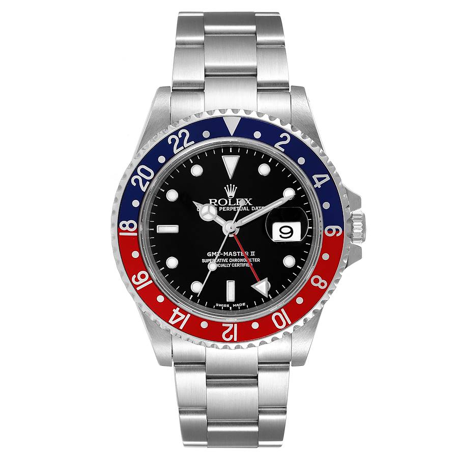 Rolex GMT Master II Pepsi Red and Blue Bezel Steel Watch 16710 Box ...