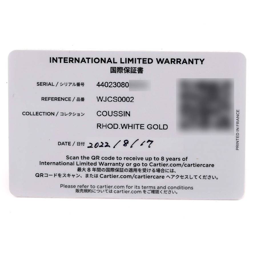 Buy Cartier Coussin White Gold WJSC0002 | SwissWatchExpo