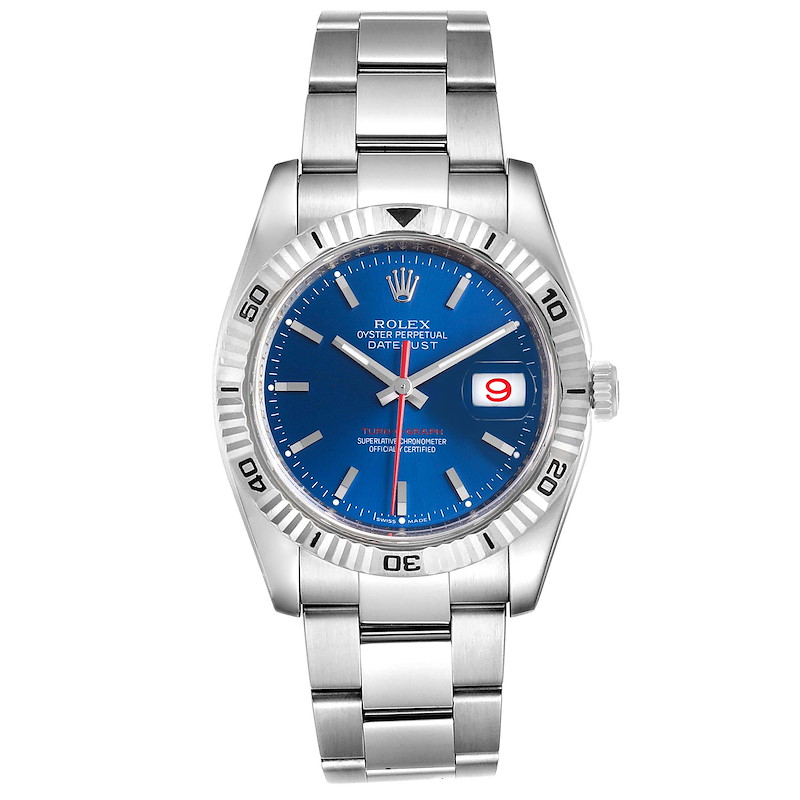 Rolex Datejust Turnograph Blue Dial Steel Mens Watch 116264 Box ...