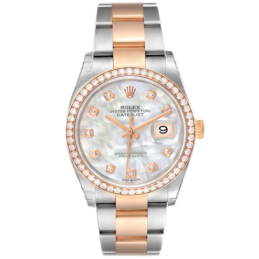 Rolex Datejust 36 Steel Rose Gold MOP Diamond Unisex Watch 126281 ...