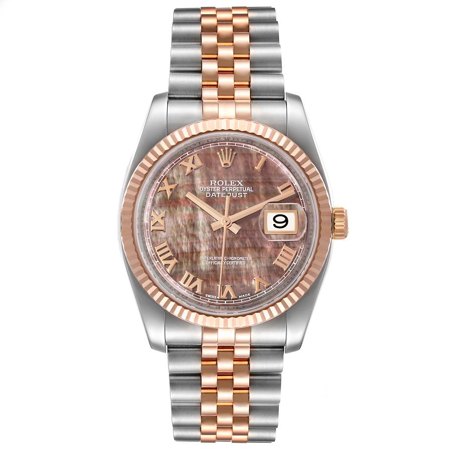 Rolex Datejust Steel Rose Gold Mother of Pearl Dial Mens Watch 116231 ...
